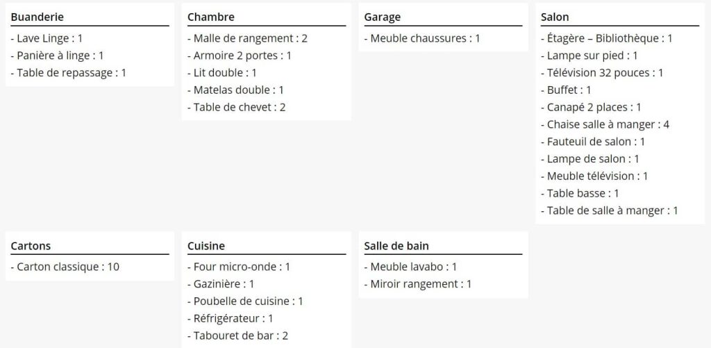 Calcul m3 Déménagement T2 - France Armor